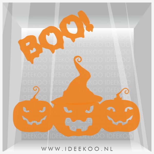 Pompoen Boo! raamsticker herbruikbaar raamsticker - IDEEKOO